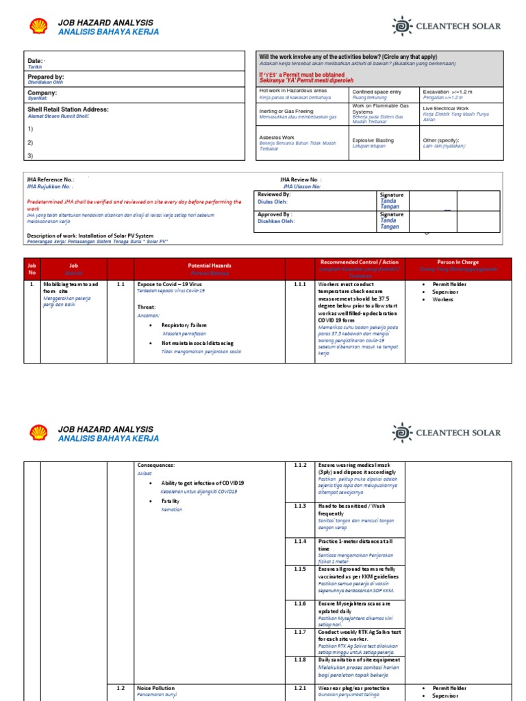 Job Hazard Analysis (Sample) | PDF