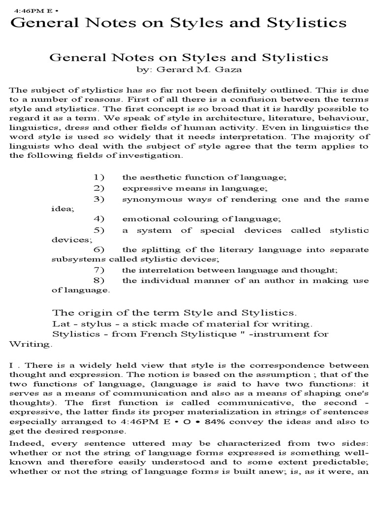 General Notes On Styles and Stylistics | PDF | Syllable | Rhythm