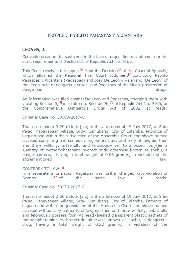 People v. Pagaspas (2021) | PDF | Arrest | Reasonable Doubt