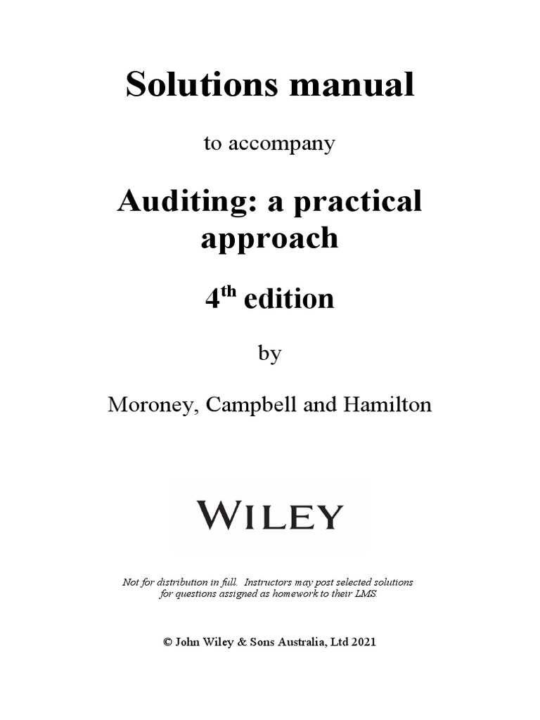 Solutions Manual: Auditing: A Practical Approach | PDF | Auditor's Report | Financial Audit