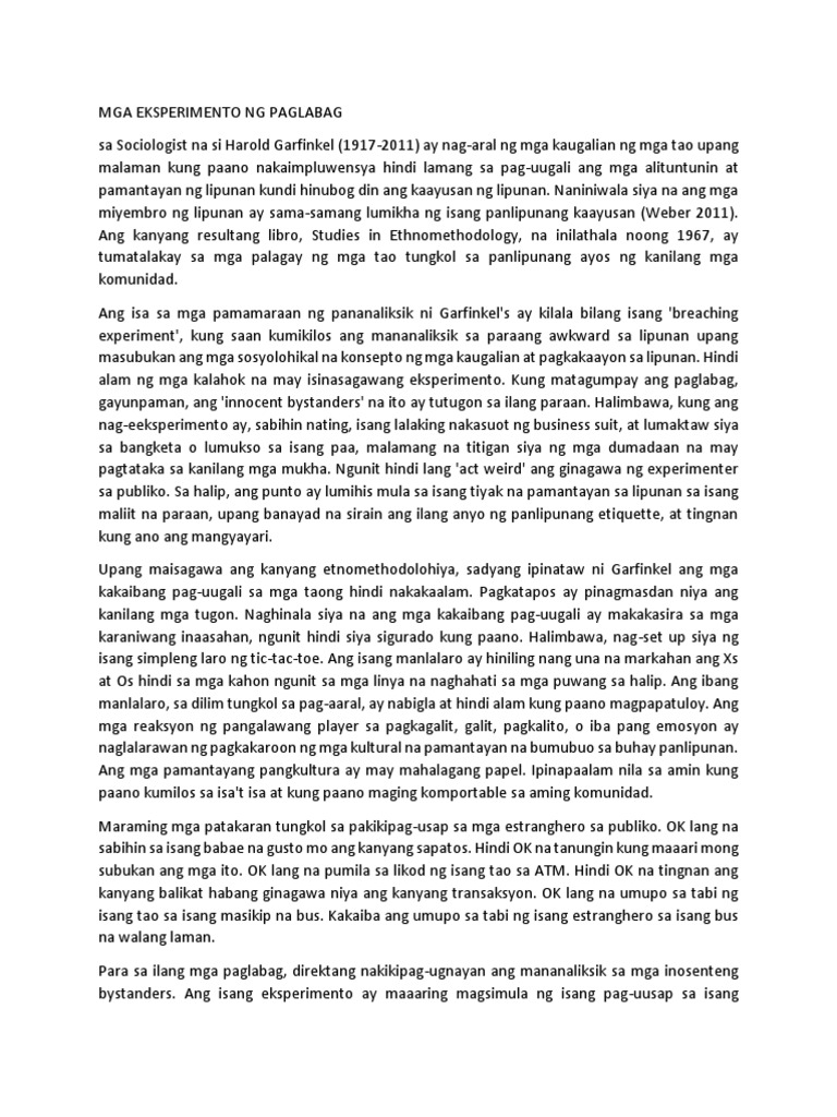 Breaching Experiment | PDF