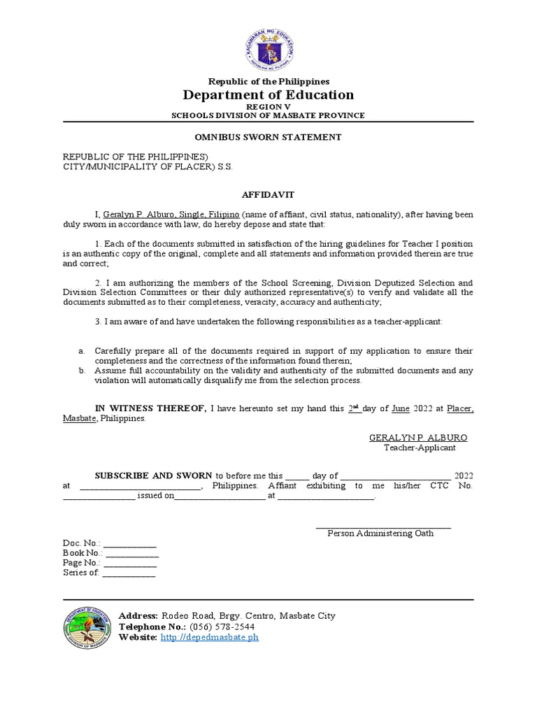 Omnibus Affidavit | Download Free PDF | Affidavit | Government