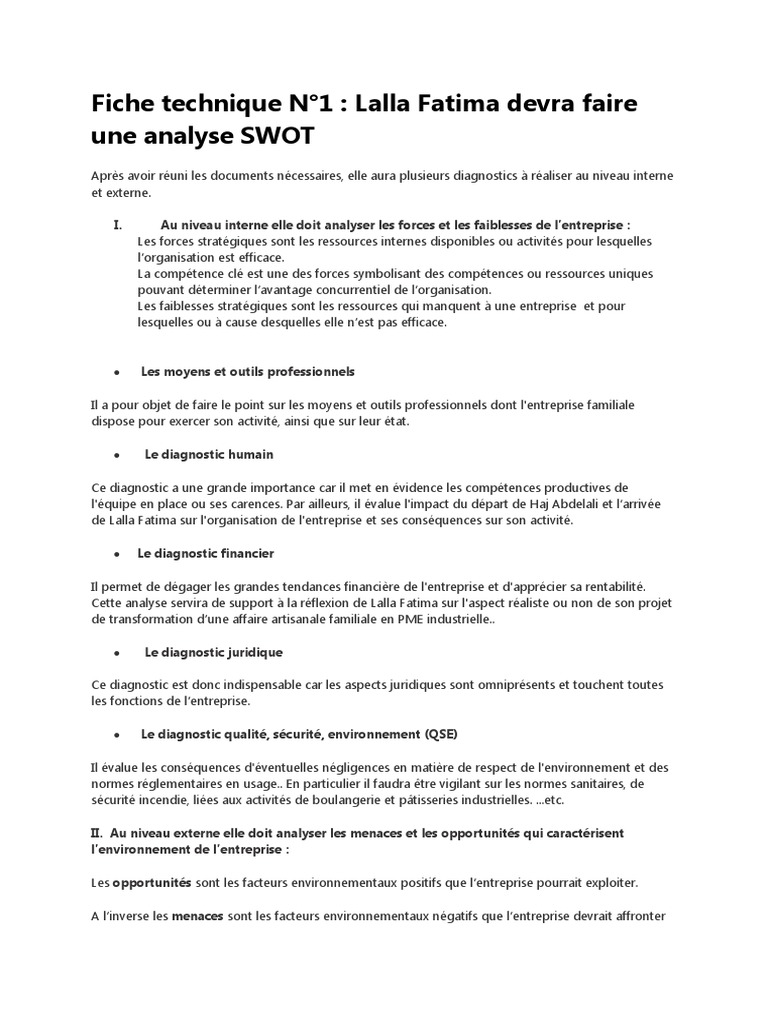 Analyse SWOT pour Lalla Fatima | PDF | Business | Environnement naturel