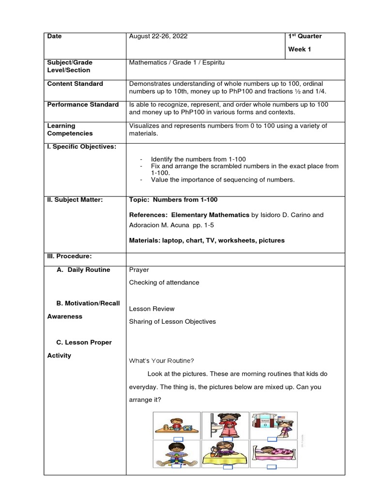 Math G1 q1 wk1-6 | PDF | Mathematics | Teachers