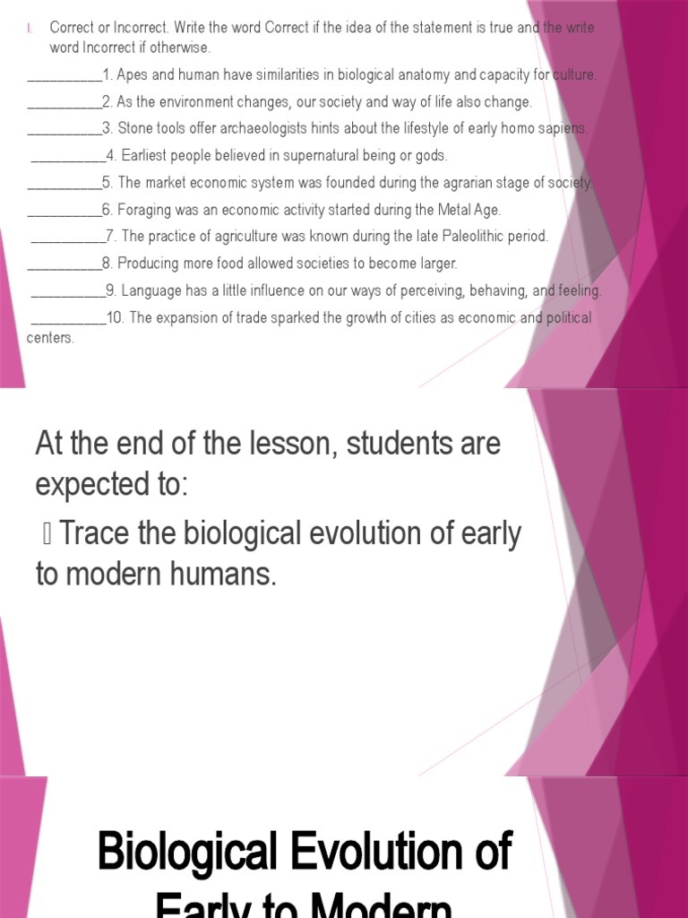Biological Evolution of Early To Modern Humans.-1 | PDF | Human ...