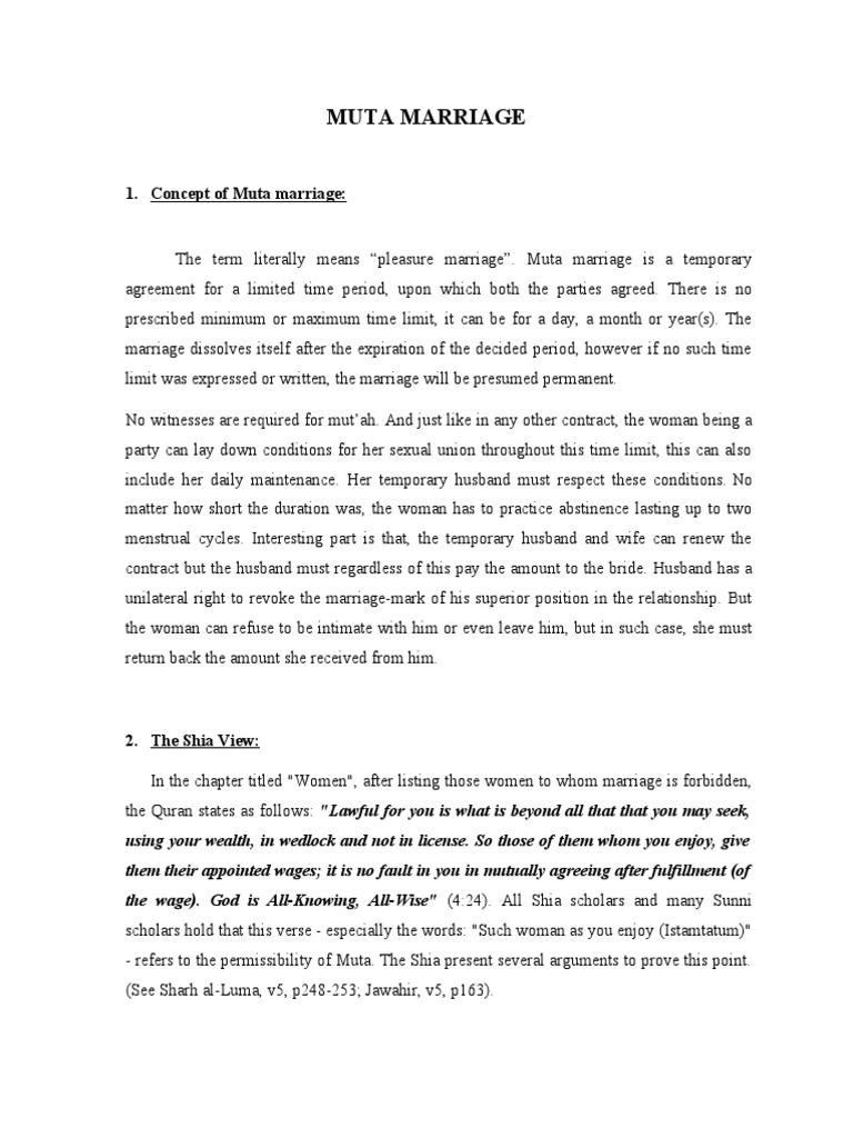Mutah Marriage | PDF | Shia Islam | Marriage