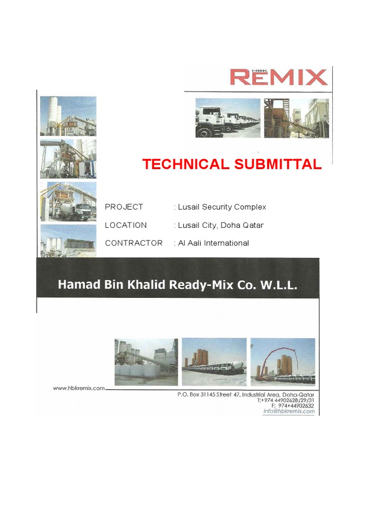 Technical Submittals - HBK | PDF | Concrete | Cement