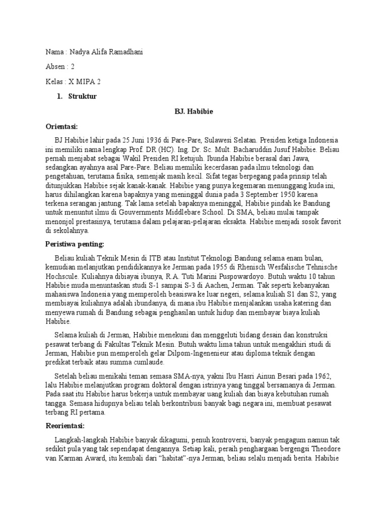 Tugas Biografi 2 - Nadya Alifa Ramadhani | PDF | Seni & Disiplin Bahasa