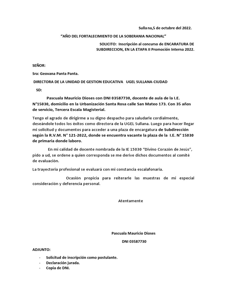 SOLICITUD de Encargatura 2022 | PDF