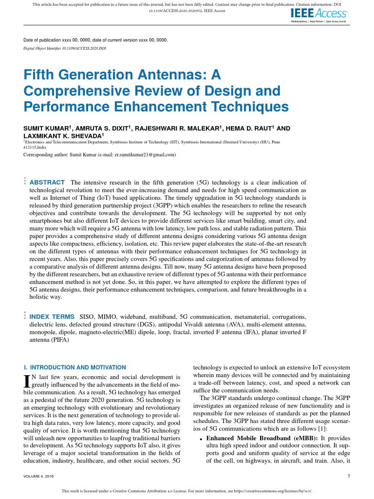 Fifth Generation Antennas A Comprehensive Review o | PDF | Antenna (Radio) | Mimo