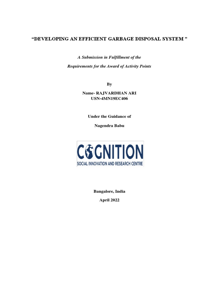 Developing An Efficient Garbage Disposal Systems | PDF