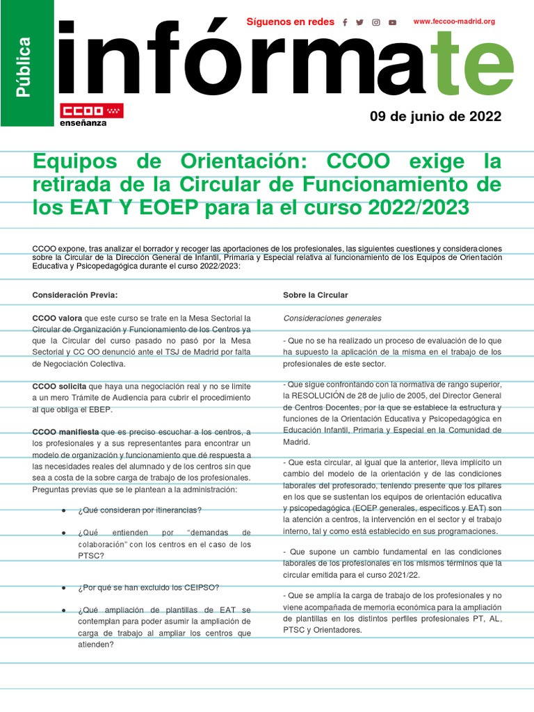 Circular 22-23 CCOO | PDF