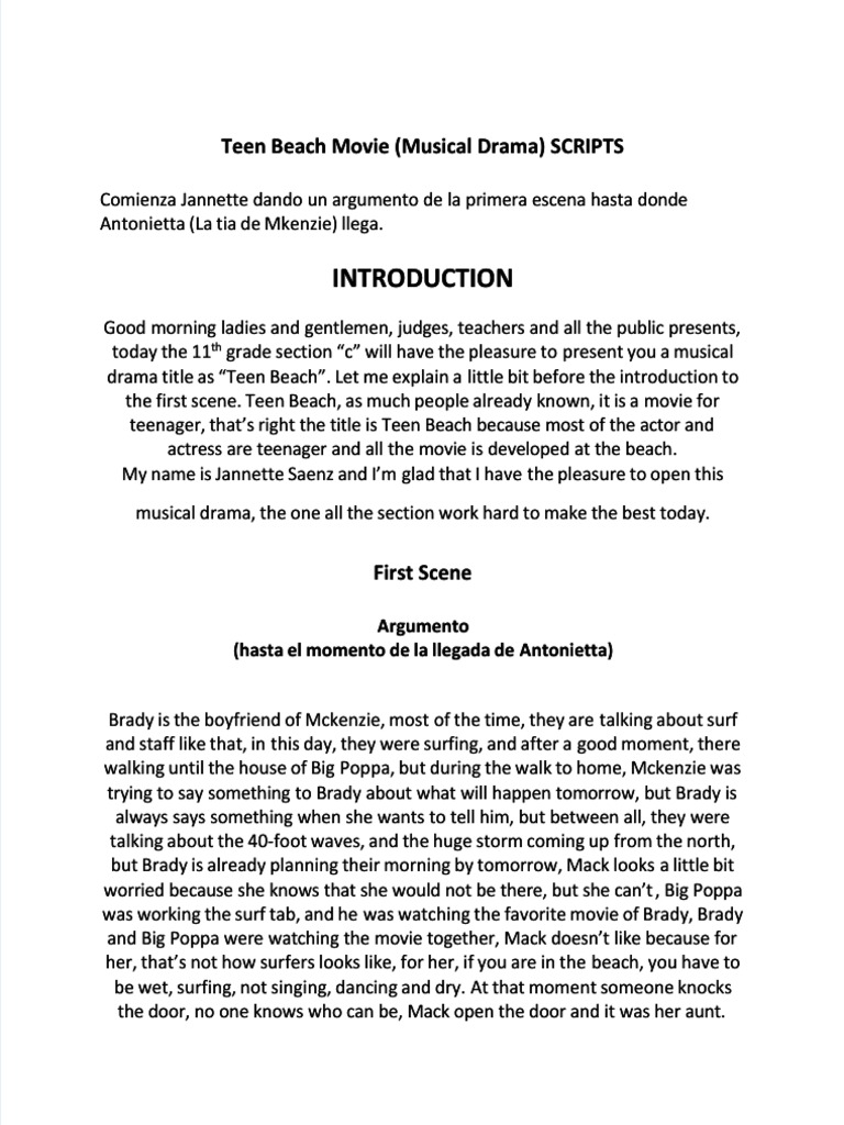 Teen Beach Movie Script Analysis | PDF | Foreign Language Studies