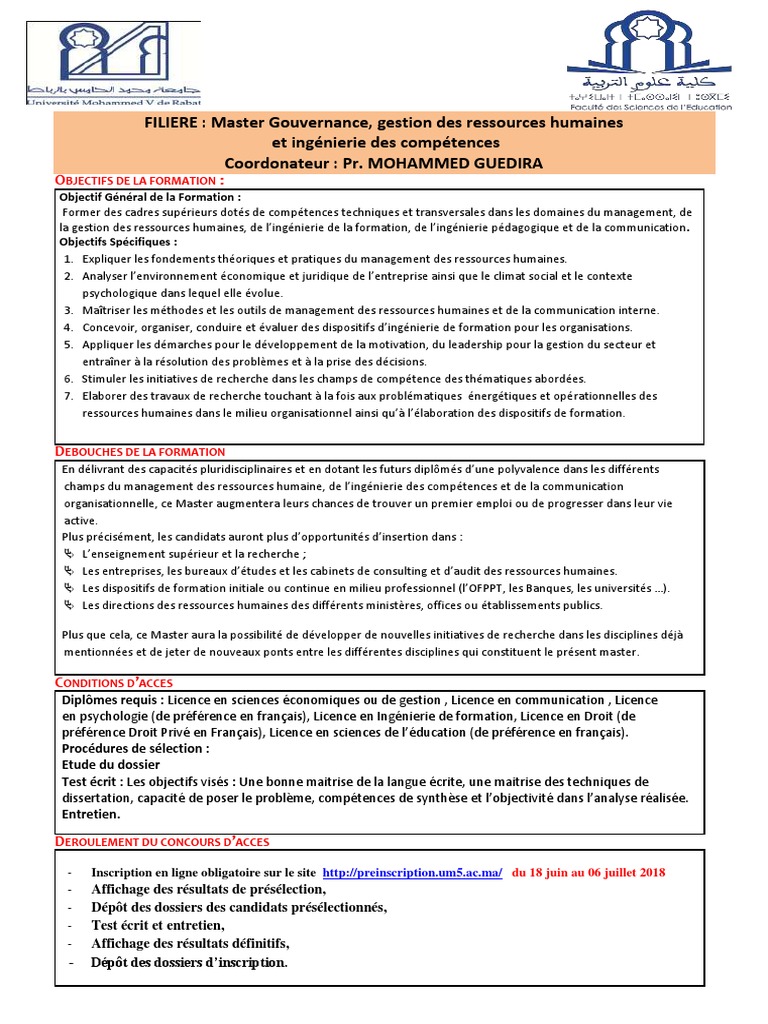 Master en Gestion des Ressources Humaines | PDF | Gestion des ...