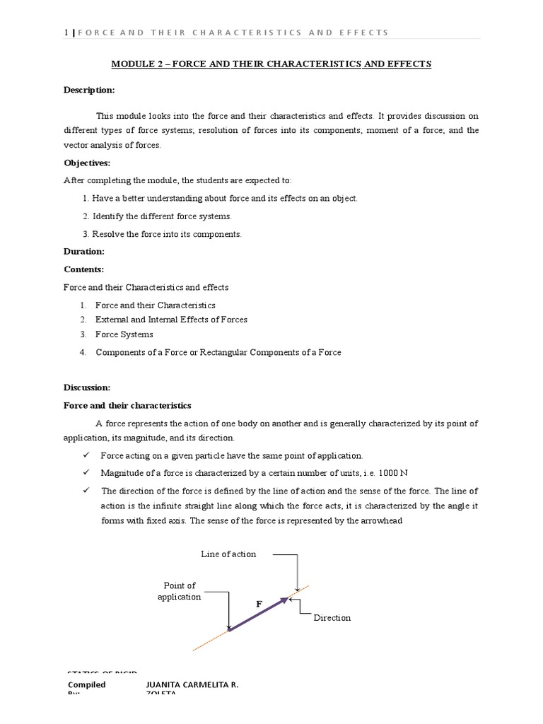 Module 2 - Force and Their Characteristics | PDF | Force | Geometry