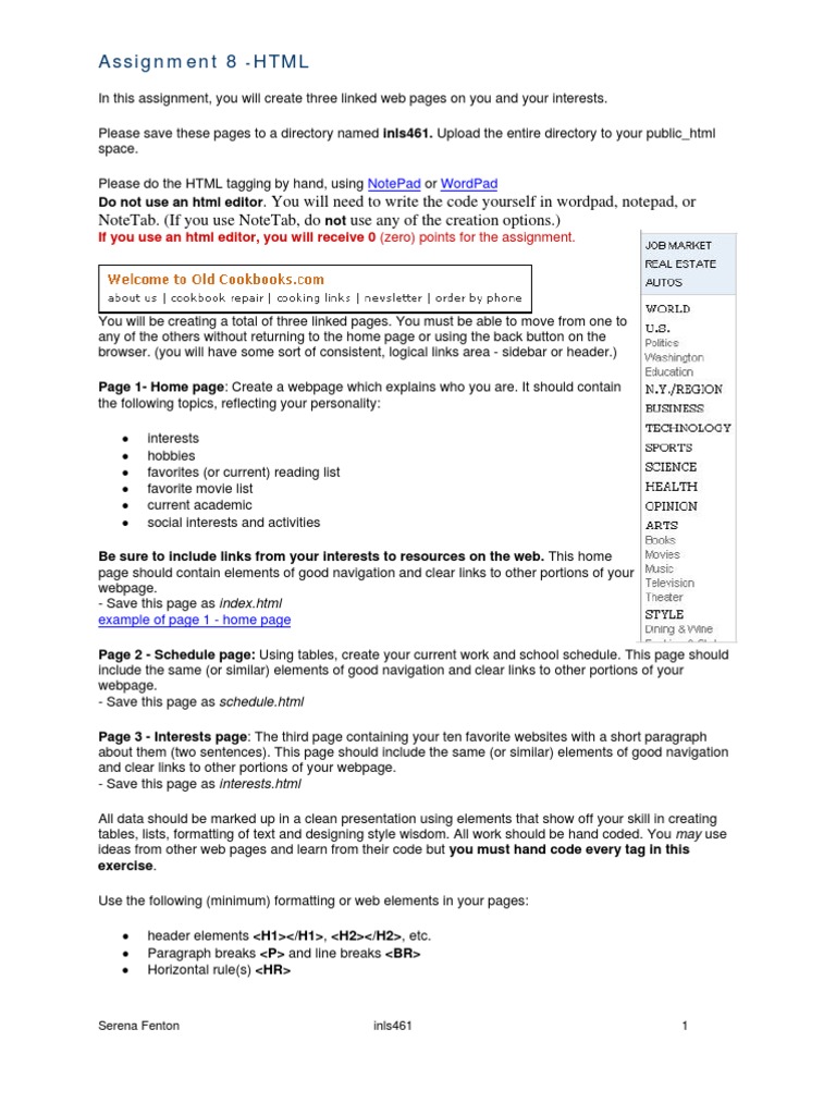 HTML Assignment for Beginners | PDF | Web Page | Html