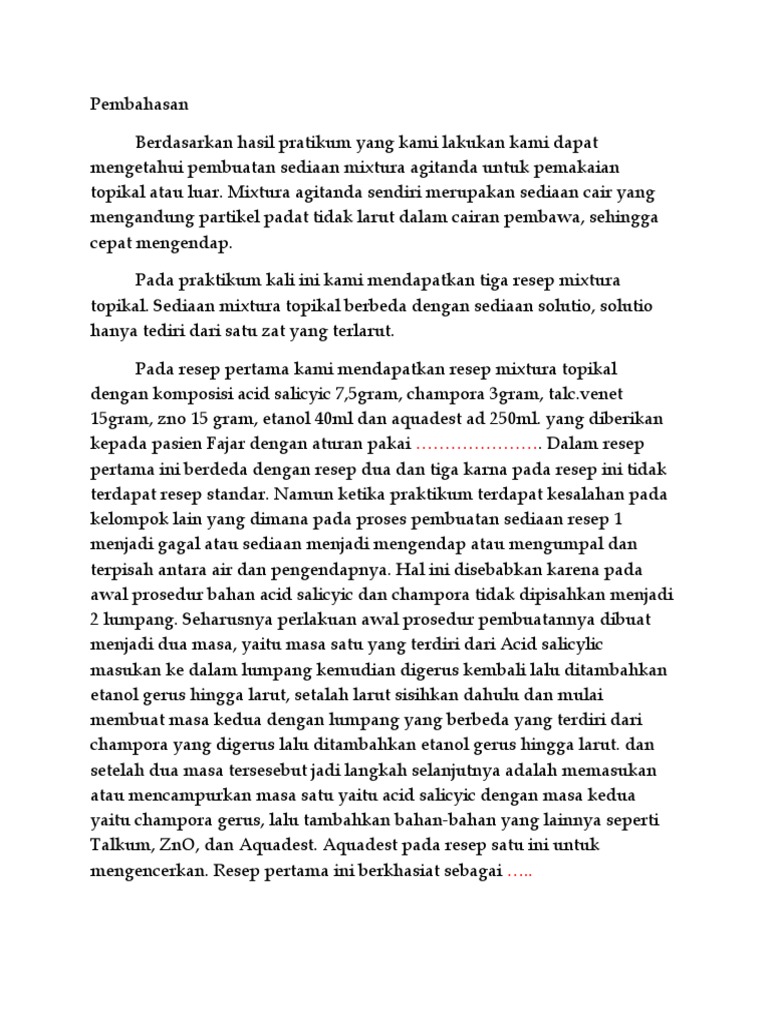 Pembahasan Mixtura Agitanda Topikal | PDF | Sains & Matematika