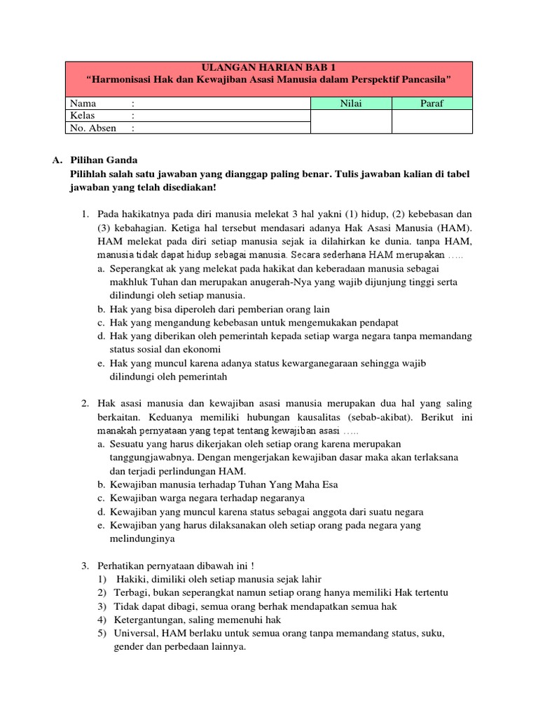 Soal PH Bab 1 | PDF | Politik
