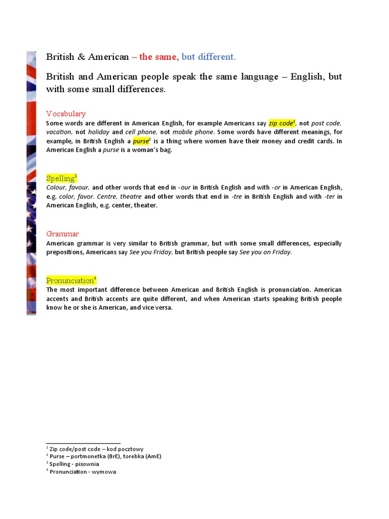British & American - The Same, But Different | PDF | Language Arts ...