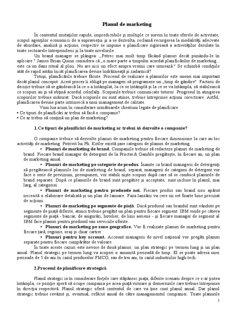 Model Plan de Marketing | PDF