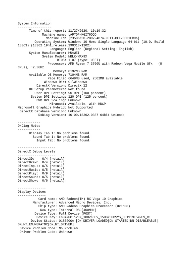 DX Diag | PDF | Device Driver | Codec