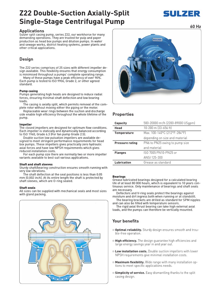 Z22 DoubleSuctionAxiallysplitSingleStageCentrifugalPump60HzUS E10118 US ...
