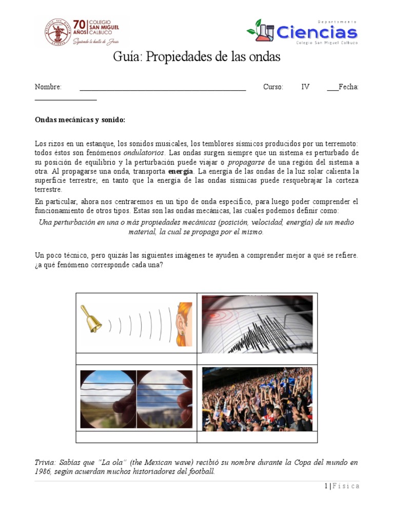 Guía Propiedades de las ondas | PDF | Olas | Frecuencia