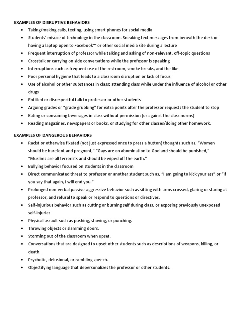 Disruptive and Dangerous Behaviors | PDF | Internet Forum | Communication