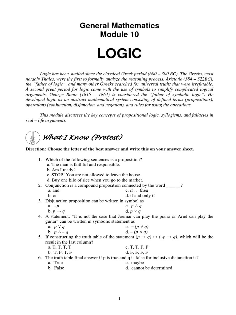GenMathG11 Q2 Mod10 Logic Version2 | PDF | Argument | If And Only If