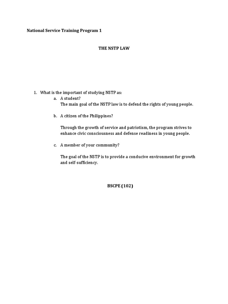 National Service Training Program 1 | PDF | Career & Growth | Social ...