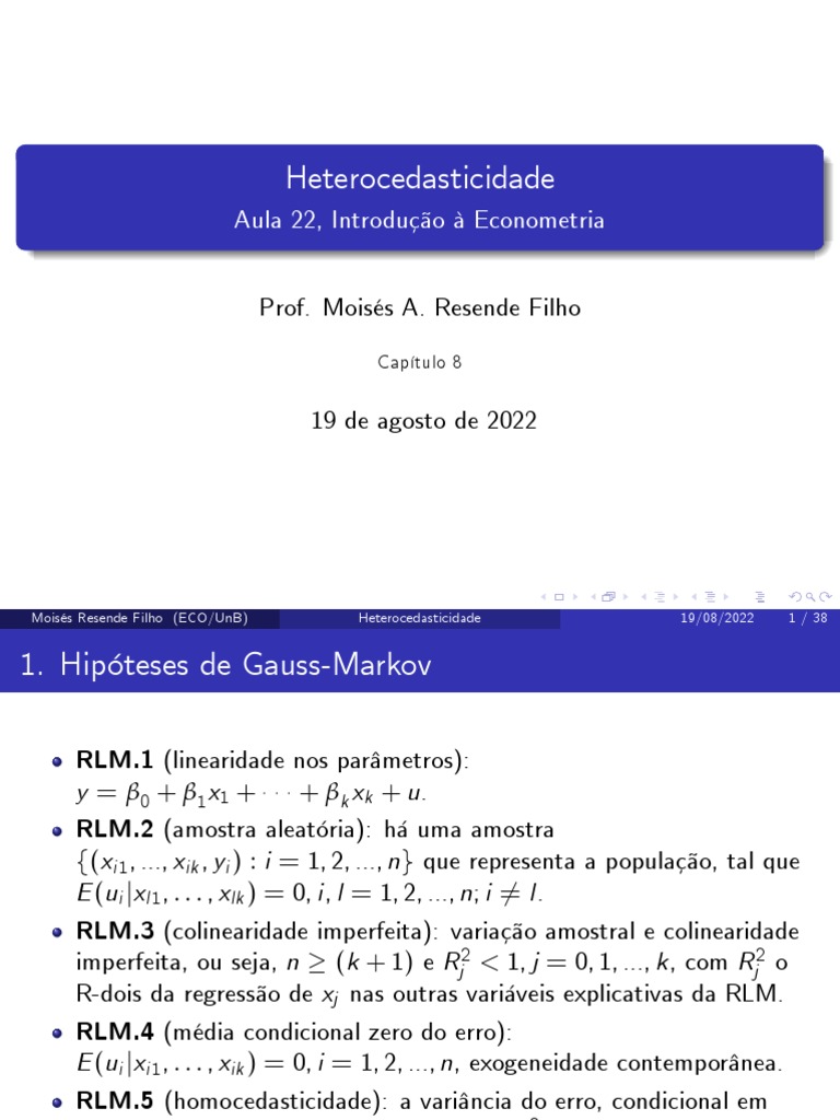 Inferência Estatística Robusta à Heterocedasticidade em Modelos de Regressão Linear Múltipla ...