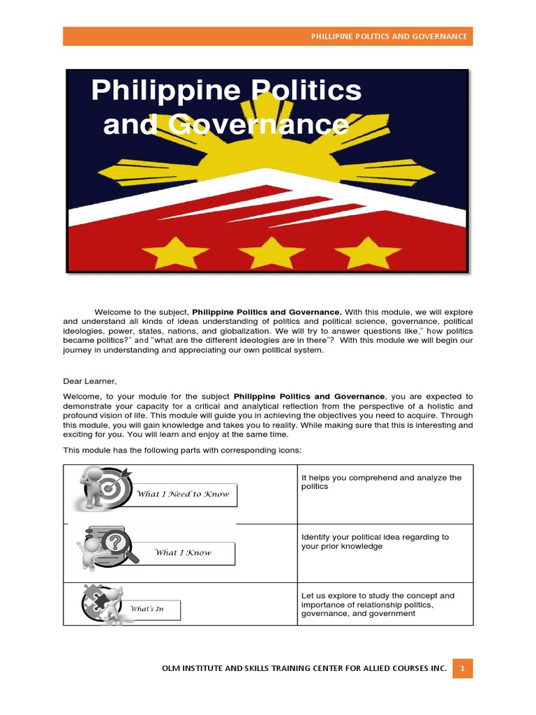 Philippine Politics and Governance Body of Module 1 | Download Free PDF ...