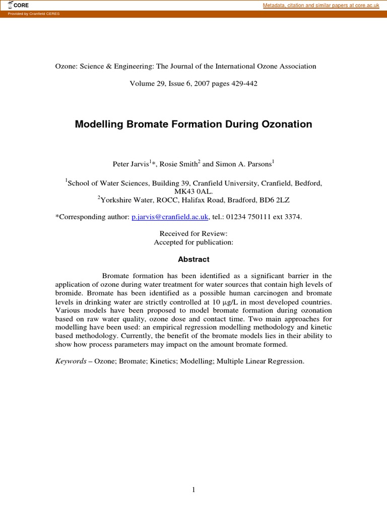 Bromate Formation During Ozonation | PDF | Ozone | Chemical Reactions