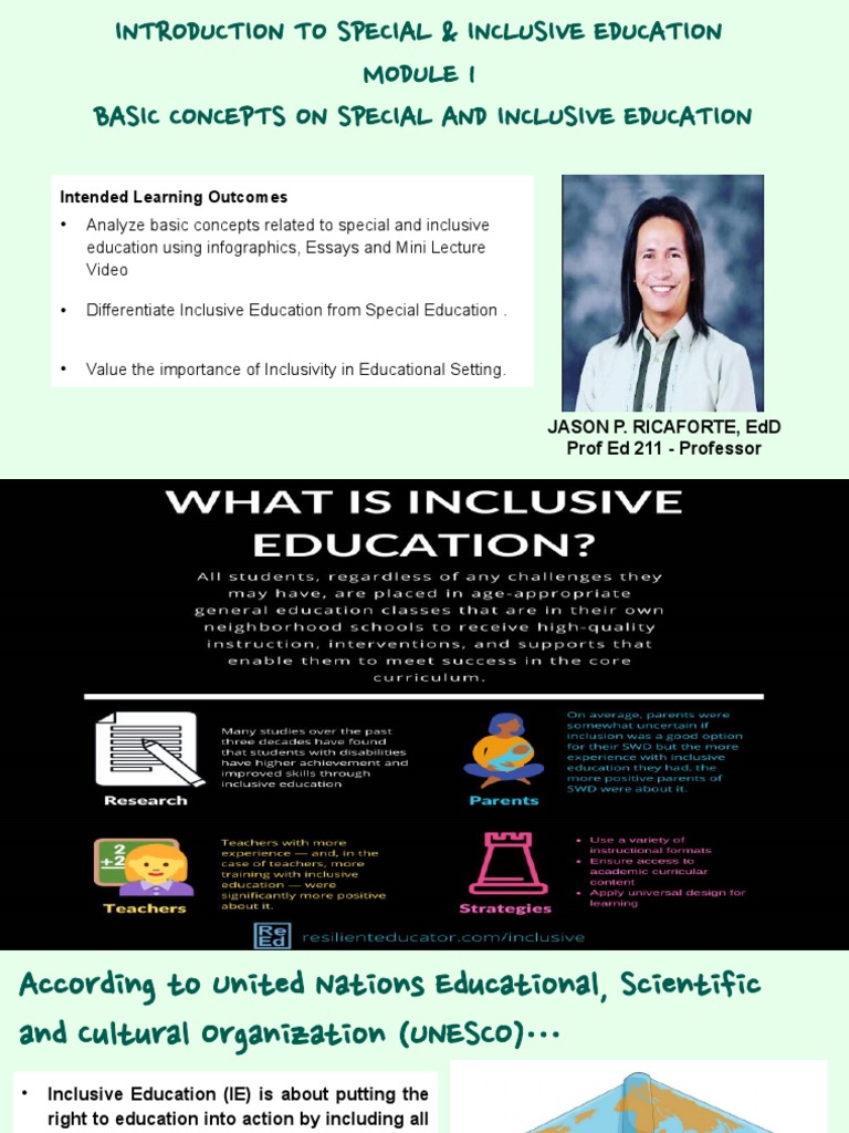 Introduction To Special Education Module 1 Basic Concepts On Special ...