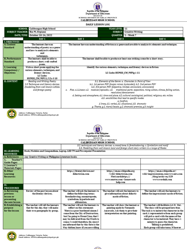 Creative Writing - Week 7 | PDF | Learning | Narration