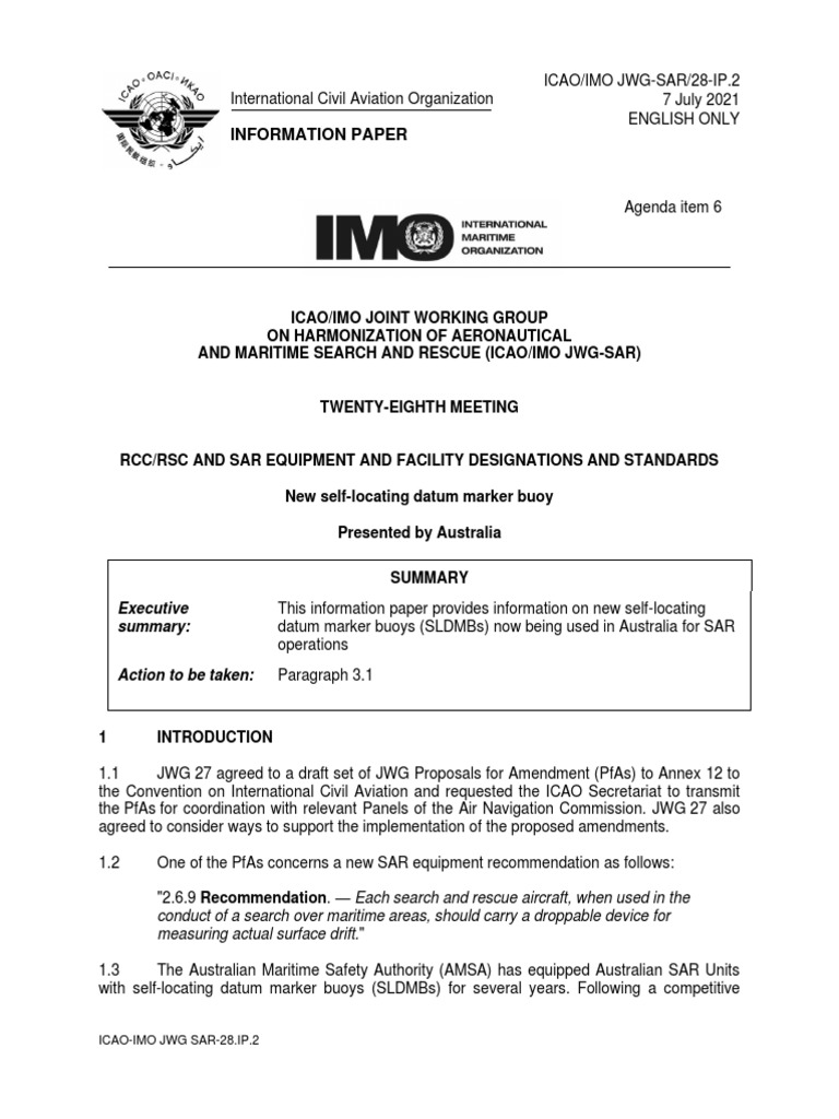 ICAO-IMO JWG-SAR-28-IP.2 - New Self-Locating Datum Marker Buoy ...