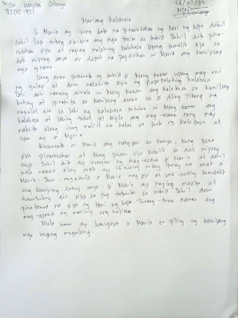 Buod NG Mariang Kalabasa | PDF