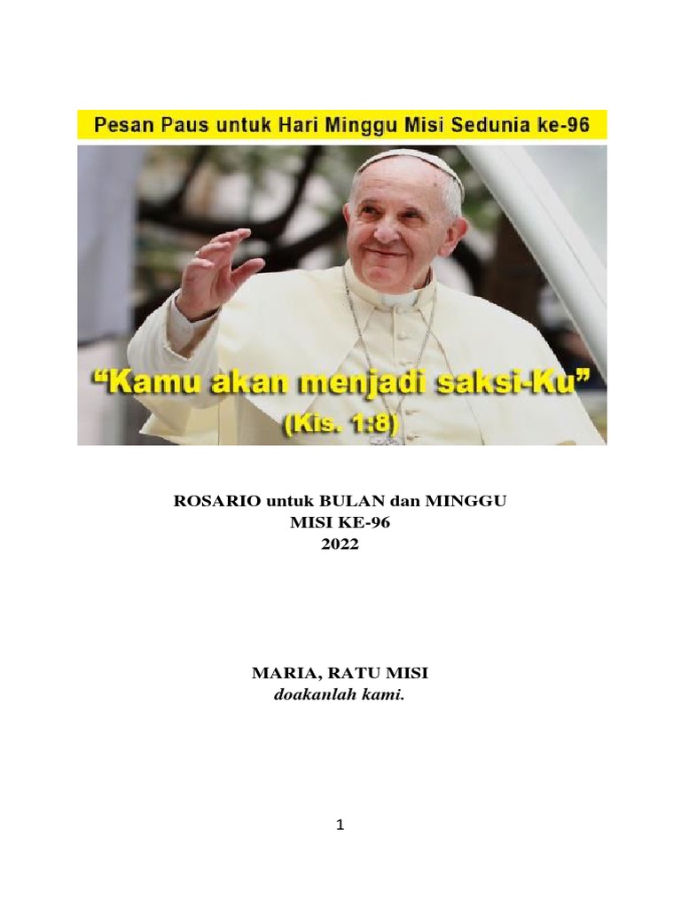 Doa Rosario Untuk Suai Bulan Dan Minggu Misi Ke-96, 2022 | PDF | Sejarah