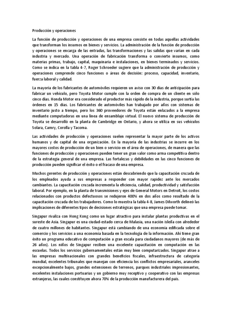 Producción y Operaciones | PDF | Calidad (comercial) | Business