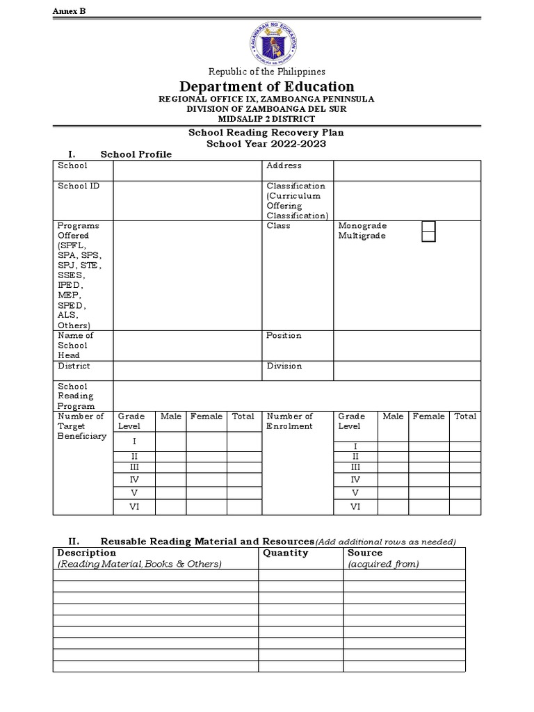 Reading Recovery Plan | PDF