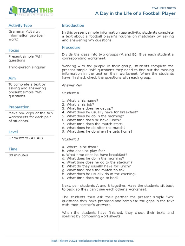 A Day in The Life of A Football Player | PDF