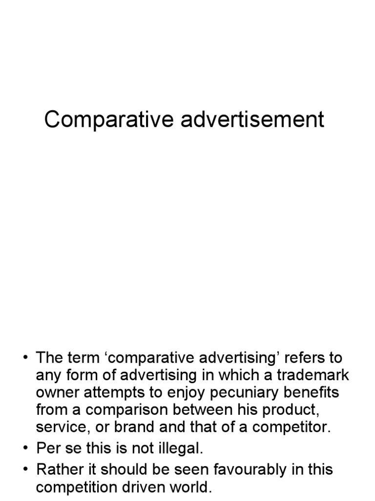 Comparative Advertisement | PDF | Trademark | Marketing