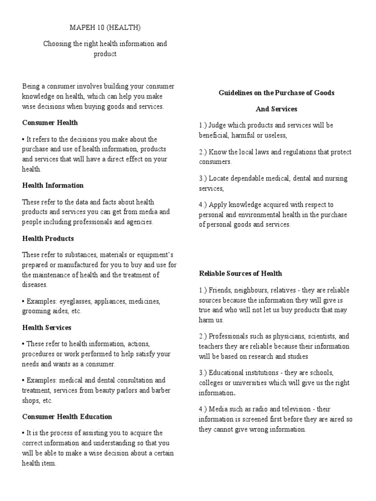 g10 Health Consumers | PDF g10 Health Consumers | PDF