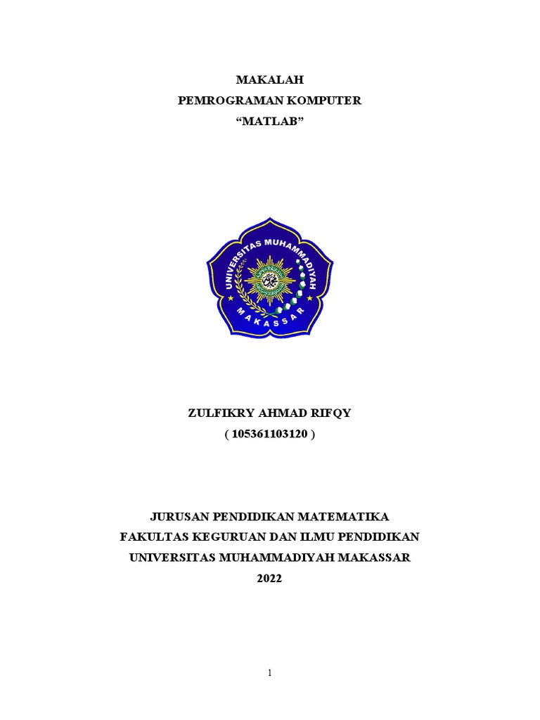 Panduan Pemrograman MATLAB untuk Matematika | PDF