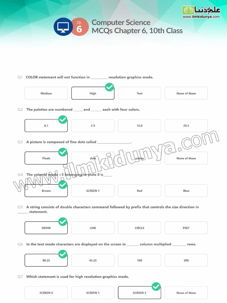 10th Class English Medium Computer Science Chapter 6 | PDF
