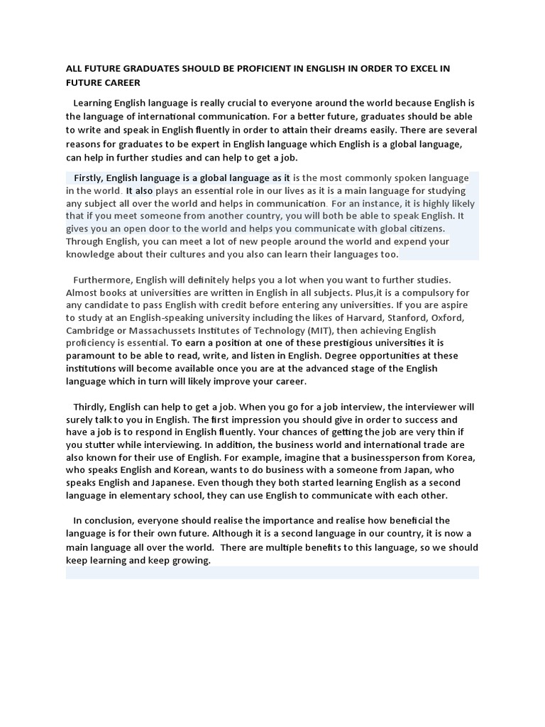 Muet Essay (Future Graduates) | PDF | English Language | Linguistics