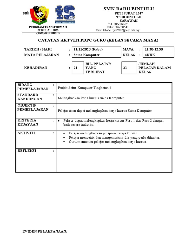 CATATAN AKTVITI PDPC GURU Sains Komputer | PDF