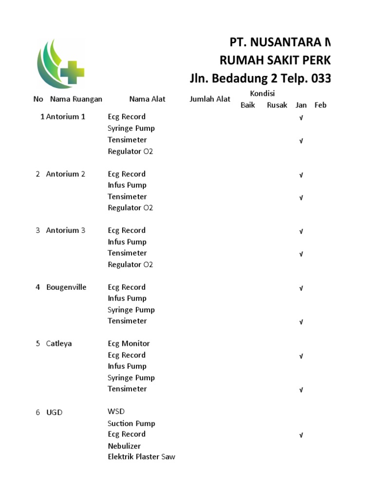 Jadwal Pemeliharaan Alkes | PDF | Peralatan Medis | Peralatan
