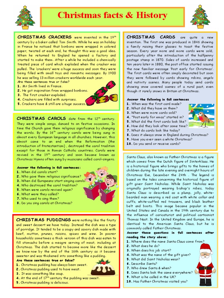 Christmas Facts History Reading Comprehension Exercises - 103251 | PDF ...