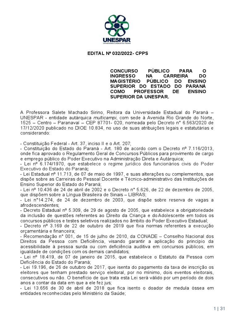 Edital N 032 2022 Cpps 1 | PDF